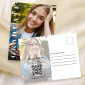 Graduate Modern Minimalist Two Photo | QR Code Postcard | Zazzle