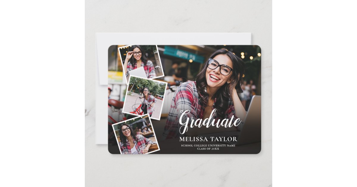 Graduate Modern Photo Collage Graduation Announcement | Zazzle