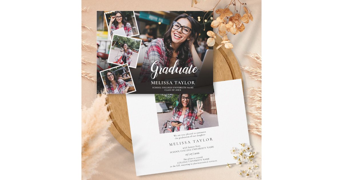 Graduate Modern Photo Collage Graduation Announcement | Zazzle