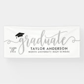 Graduate Modern Silver Script Graduation Party Banner | Zazzle