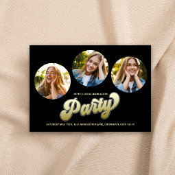 Graduate Modern Stylish Retro Gold Photo Collage Invitation | Zazzle