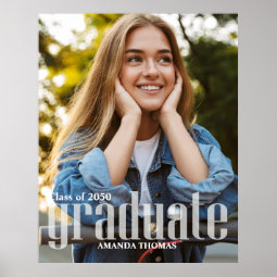 Graduate Modern Typography Simple Photo Poster | Zazzle