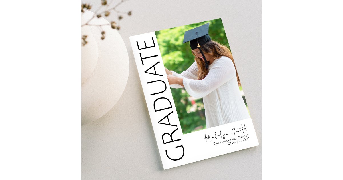 Graduate Modern Vertical Photo Graduation Invitation | Zazzle