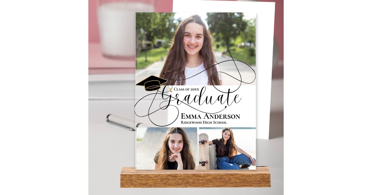 Graduate Multi Photo Announcement Class Of 2025 Acrylic Sign | Zazzle