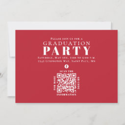 Graduate Multi Photo Collage Cardinal Red QR Code Invitation | Zazzle