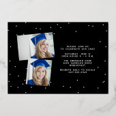 Graduate name signature script photo graduation foil invitation | Zazzle