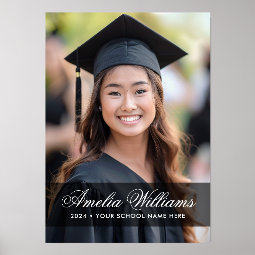 Graduate name year school calligraphy font photo holder | Zazzle