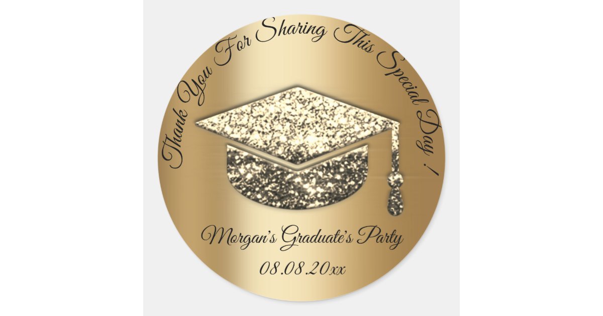 Graduate Party GoldGlitter Student Cup Favor Thank Classic Round ...