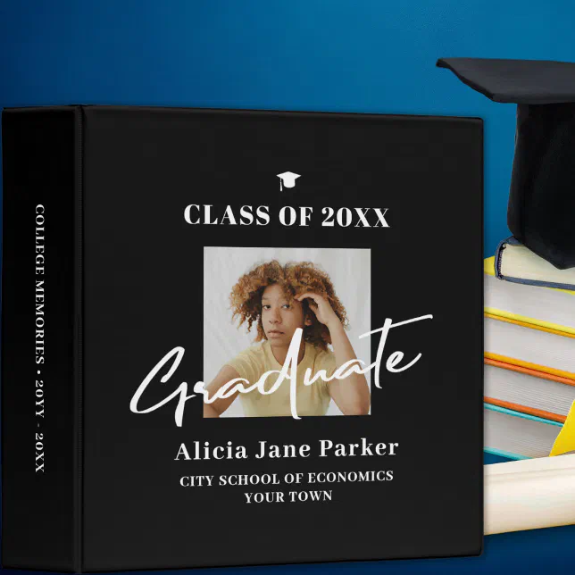 Graduate personalized graduation photo album 3 ring binder | Zazzle