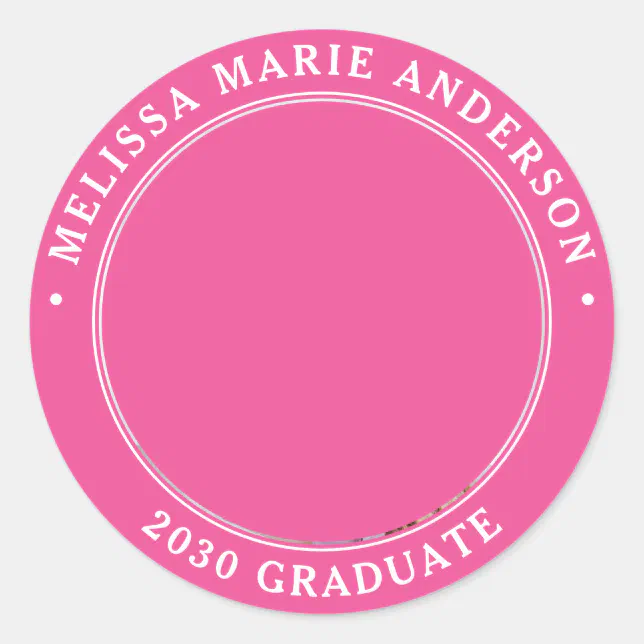 Graduate Personalized Photo Year Pink Graduation Classic Round Sticker ...