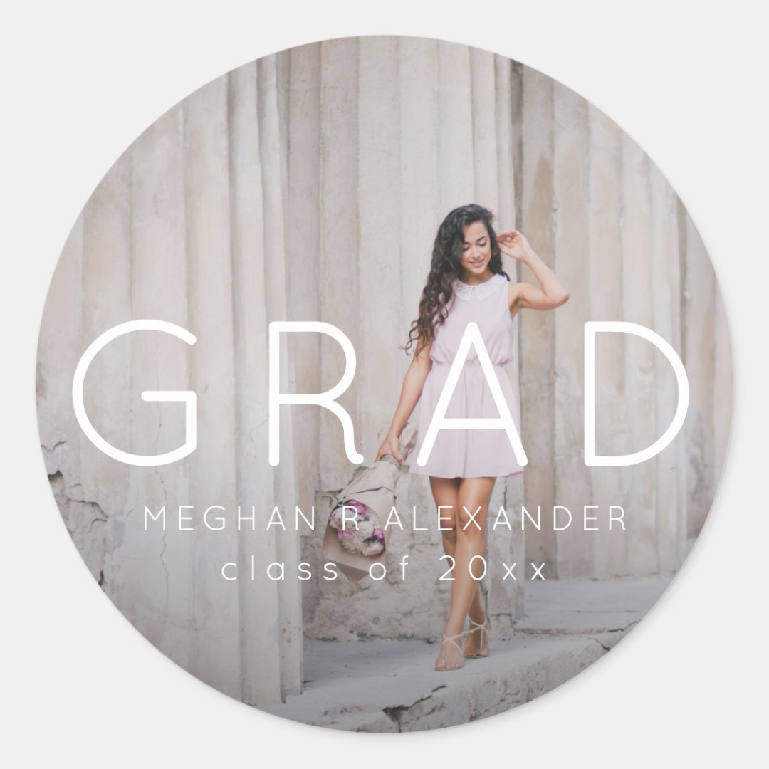 Graduate Photo and Name Sticker | Zazzle