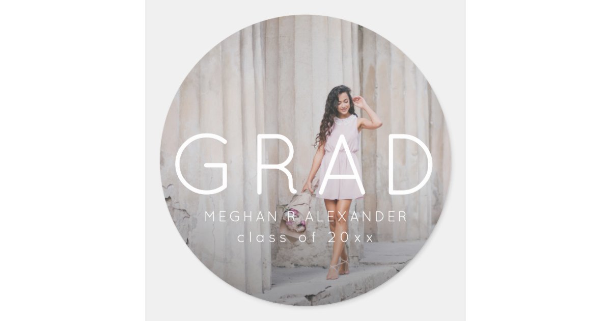 Graduate Photo and Name Sticker | Zazzle