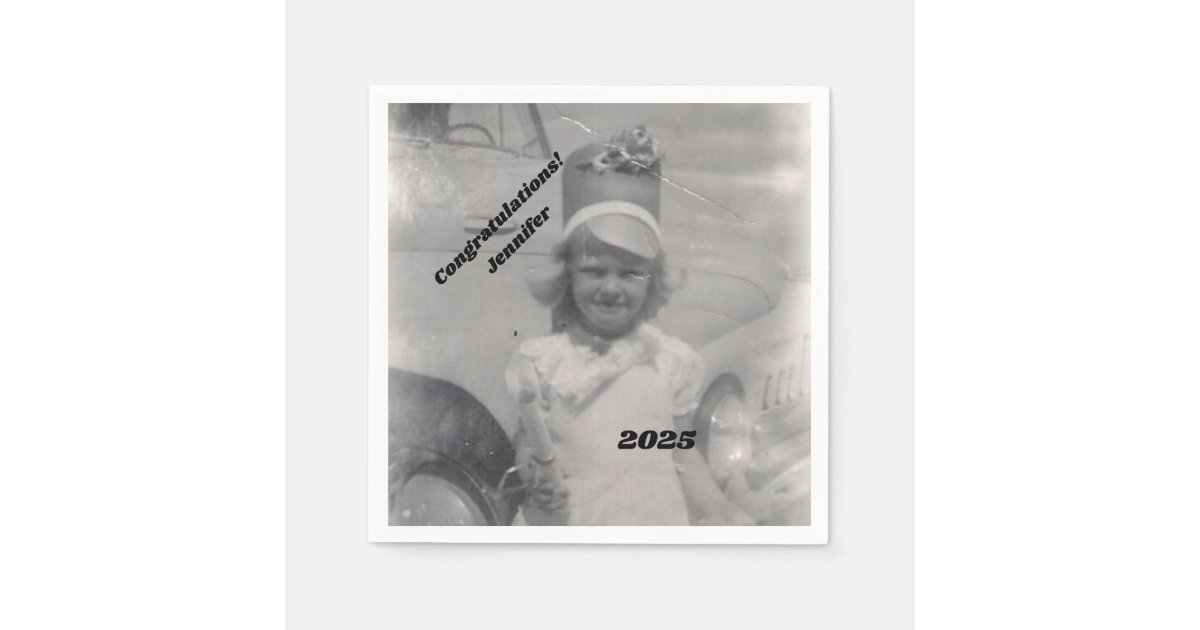 Graduate Photo | Congratulations | Name & Year Napkins | Zazzle