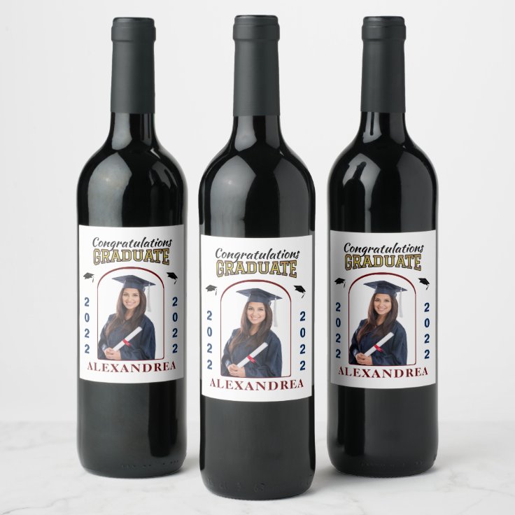 Graduate Photo Graduation Congratulations Custom Wine Label | Zazzle
