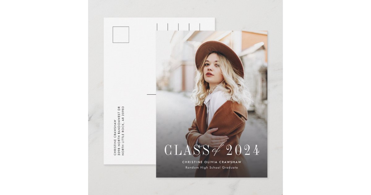 Graduate Photo Hand-Lettered Graduation Announcement Postcard | Zazzle
