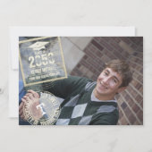 Graduate Photo Modern Gold Cool Grad Stamp QR Code Invitation | Zazzle