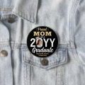 Graduate Photo Proud Mom Elegant Black and Gold Button | Zazzle