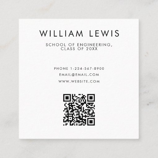 Graduate Photo Student Modern Minimalist QR Code Square Business Card ...