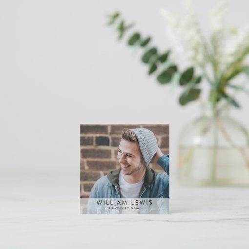 Graduate Photo Student Modern Minimalist QR Code Square Business Card ...