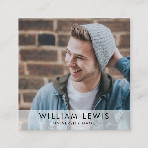 Graduate Photo Student Modern Minimalist QR Code Square Business Card ...