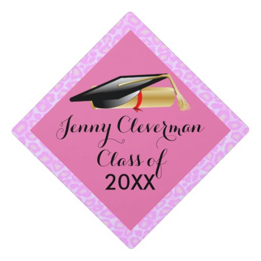 Graduate | Pink Leopard Animal Print | Personalize Graduation Cap ...