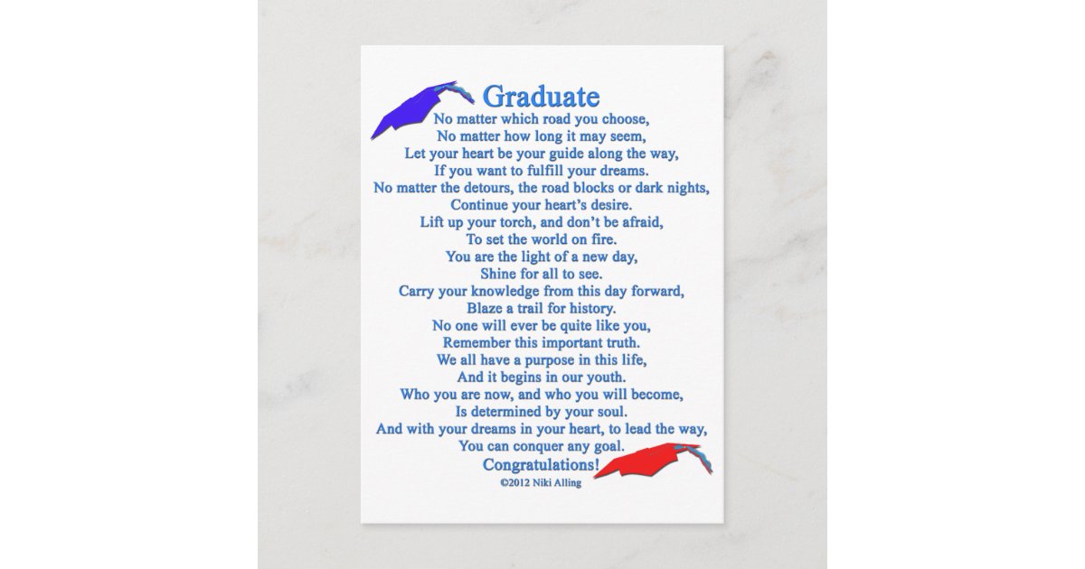 Graduate Poem Postcard | Zazzle