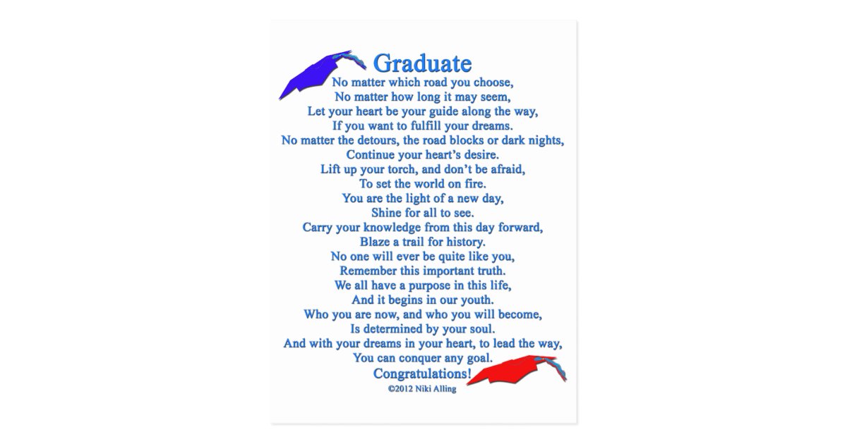 Graduate Poem Postcard | Zazzle.com