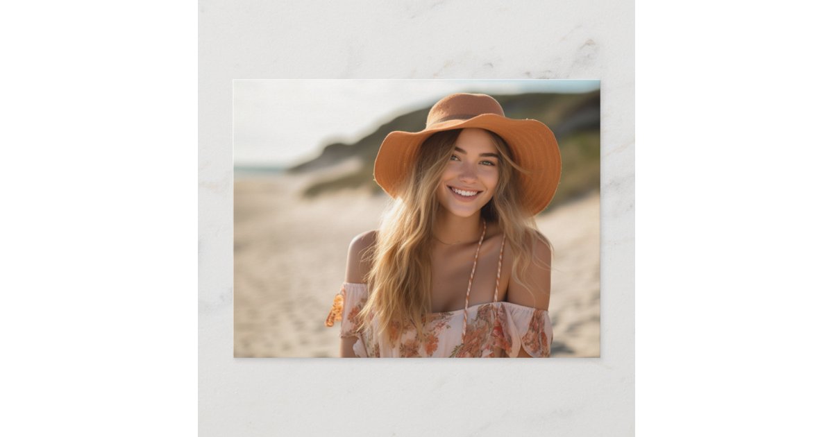 Graduate Portrait with Chalkboard Background Announcement Postcard | Zazzle
