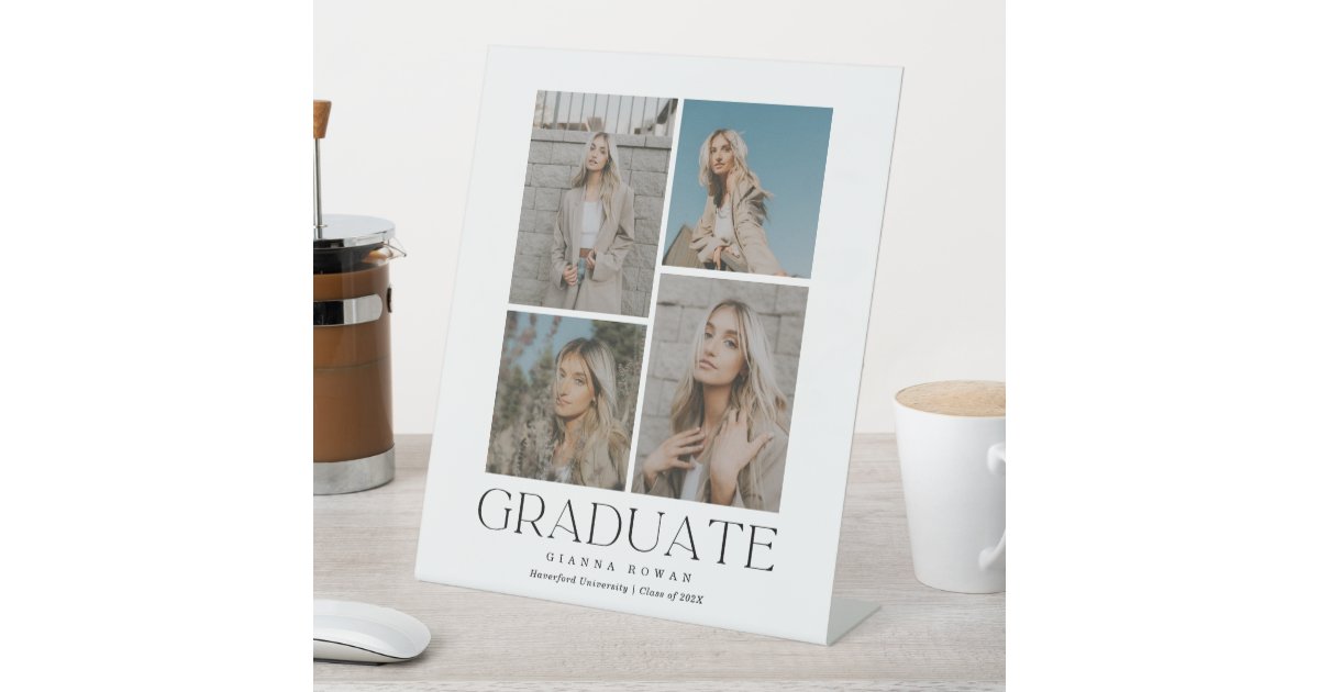 Graduate Prestige Graduation Photo Invitation Pedestal Sign | Zazzle