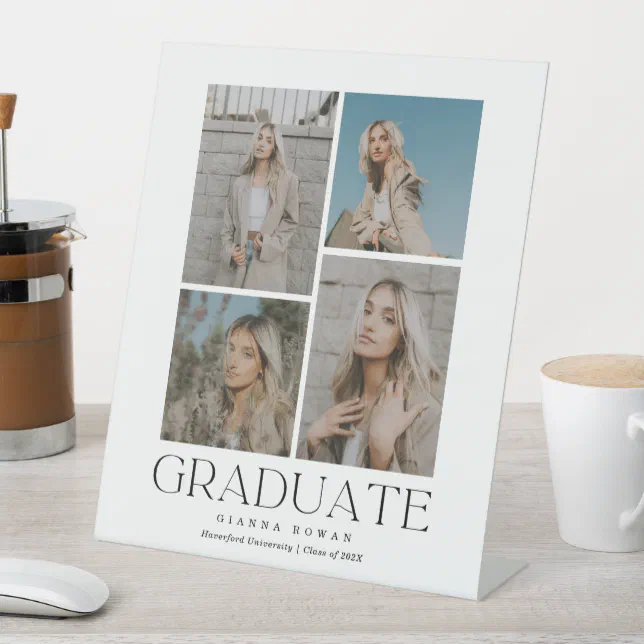 Graduate Prestige Graduation Photo Invitation Pedestal Sign | Zazzle