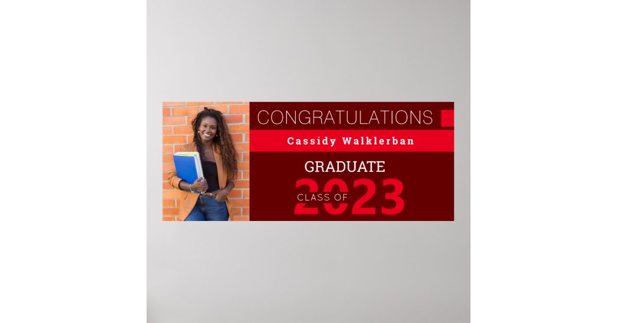 Graduate Red Burgundy Photo Graduation Poster | Zazzle