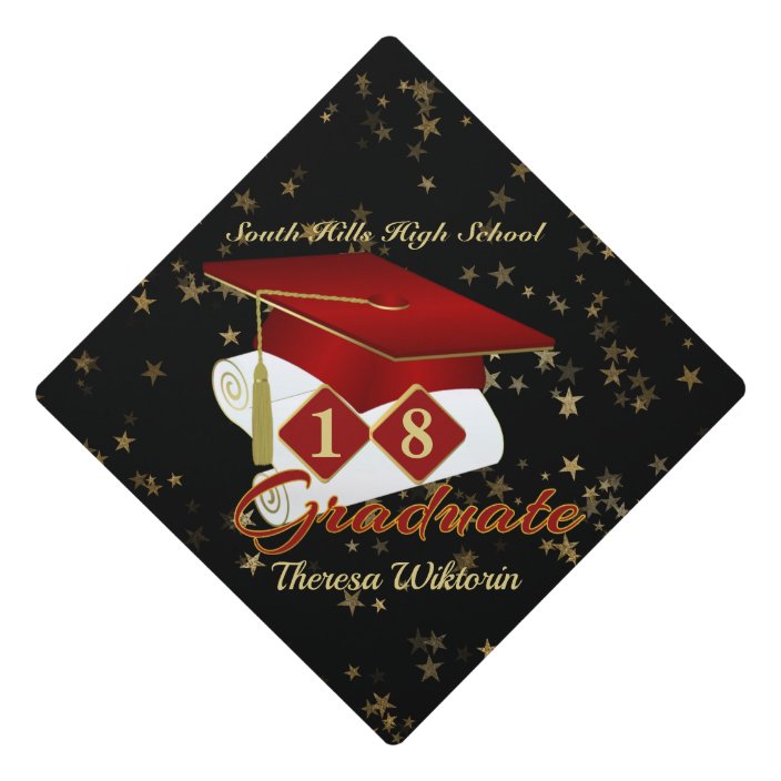 Graduate Red & Gold 20XX Graduation Cap Topper | Zazzle.com