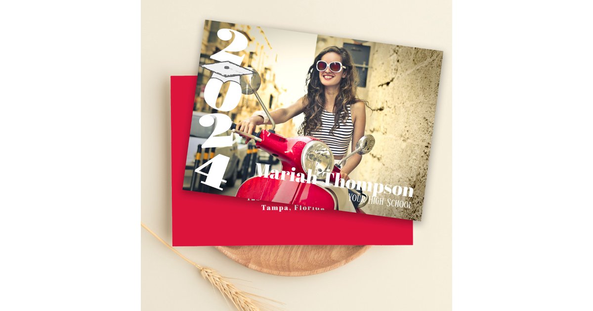 Graduate Red Photo Template Class Of 2024 Stylish | Zazzle