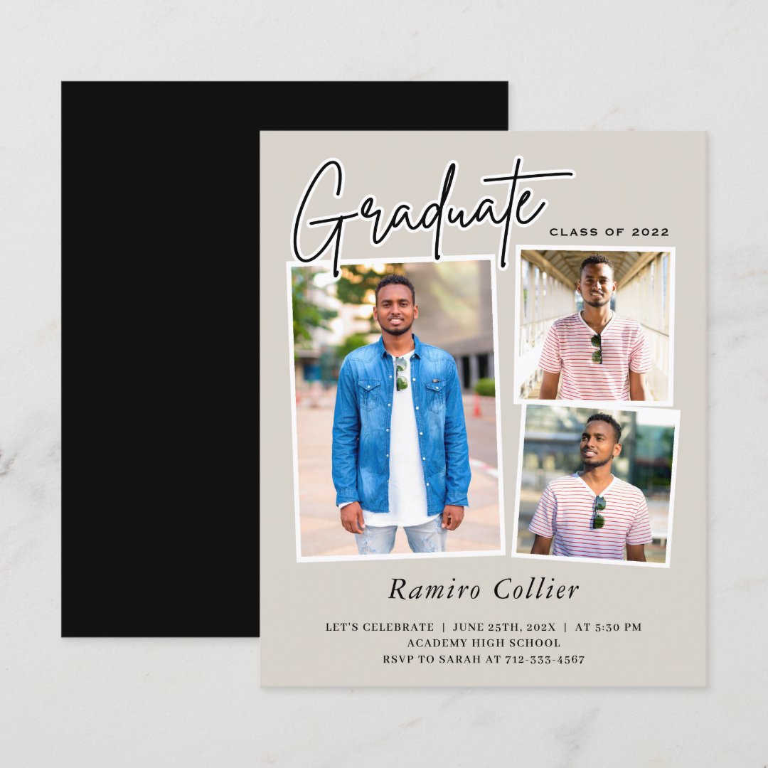 Graduate Script 3 Photo Graduation Celebration | Zazzle