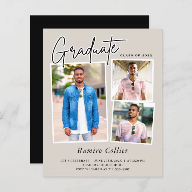 Graduate Script 3 Photo Graduation Celebration | Zazzle
