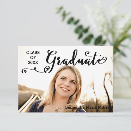 Graduate Script - 3x5 Graduation Announcement | Zazzle