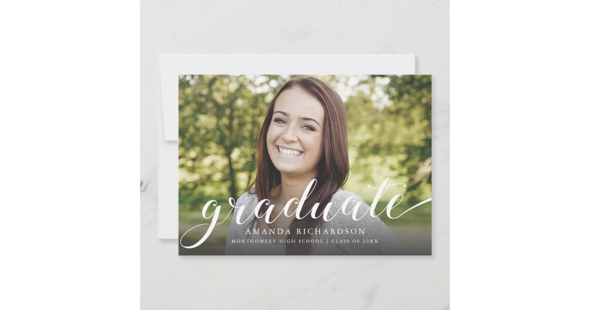 Graduate Script, Graduation announcement | Zazzle