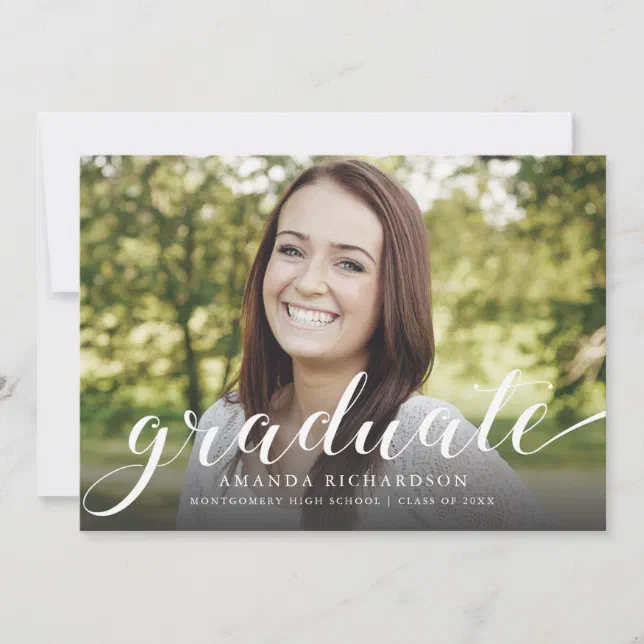 Graduate Script, Graduation announcement | Zazzle