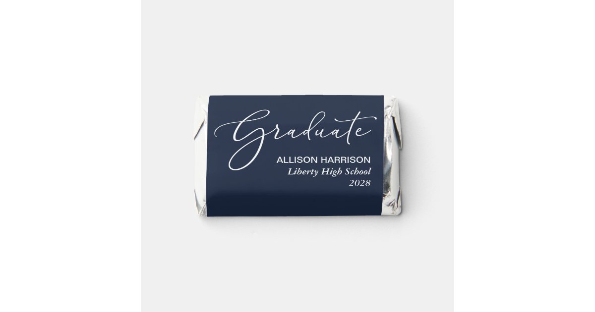 Graduate Script Graduation Party Blue Hershey's Miniatures | Zazzle