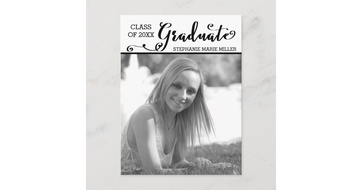 Graduate Script Vertical - Postcard Announcement | Zazzle