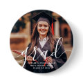 Graduate Simple Modern Script Classic Photo Button | Zazzle