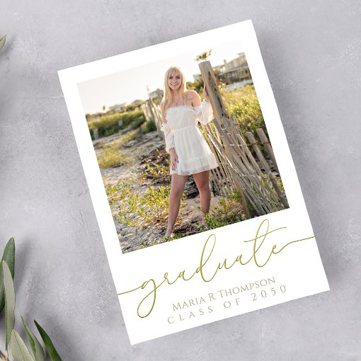 Graduate Simple Modern Stylish Typography Gold Invitation | Zazzle