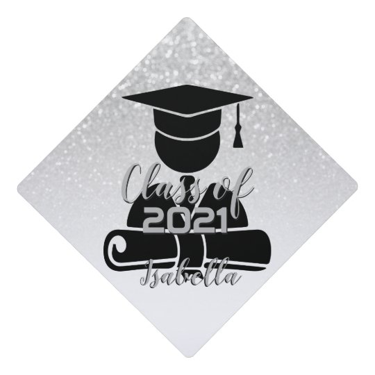 Graduate Student - Class of 20XX - Silver Glitter Graduation Cap Topper ...