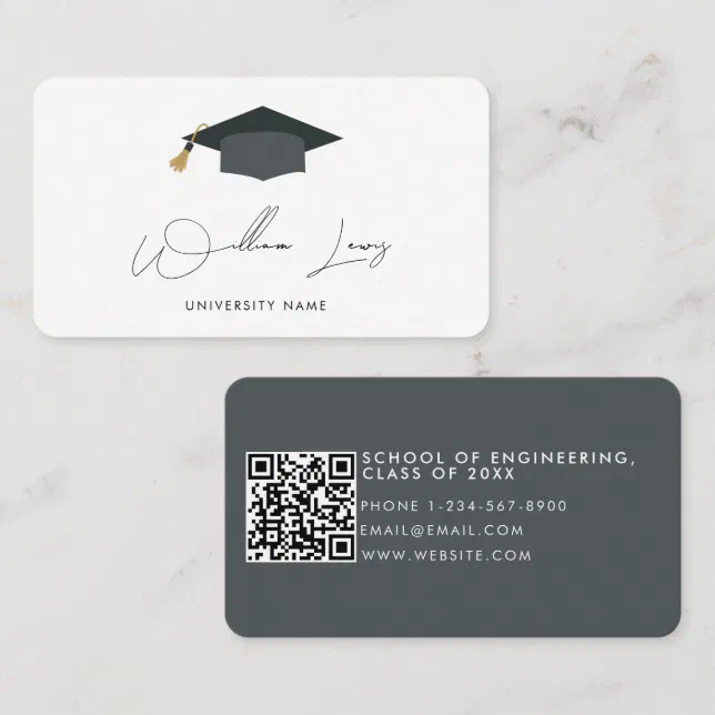 Graduate Student Signature Script Graduation Cap Business Card | Zazzle