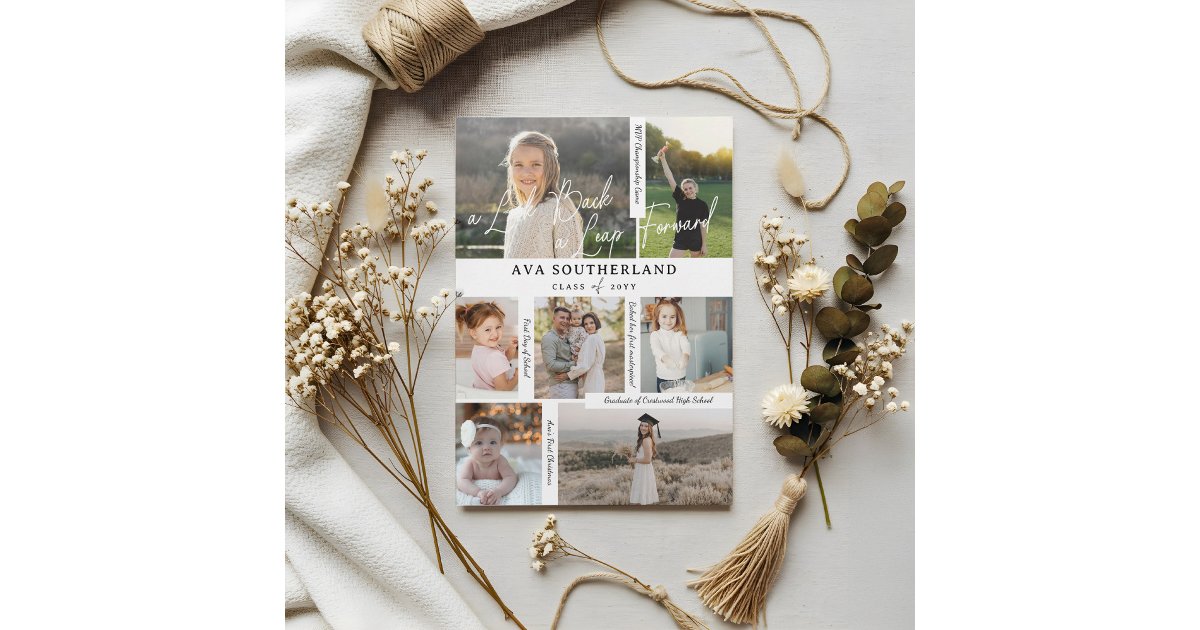 Graduate Then & Now Photo Collage & Highlights Announcement | Zazzle
