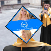 Graduate Typography School Color Simple Blue Graduation Cap Topper | Zazzle