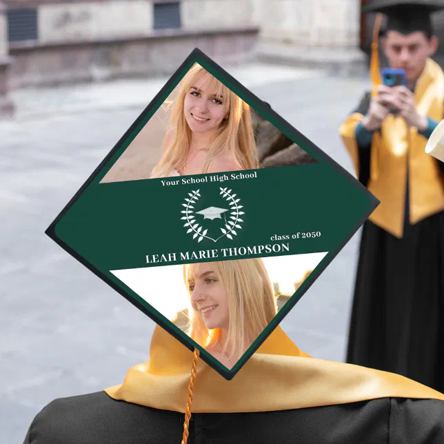 Graduate Typography School Color Simple Green Graduation Cap Topper ...