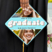 Graduate Typography Trendy Modern Retro Photo Graduation Cap Topper ...