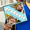 Graduate Typography Trendy Modern Retro Photo Graduation Cap Topper ...