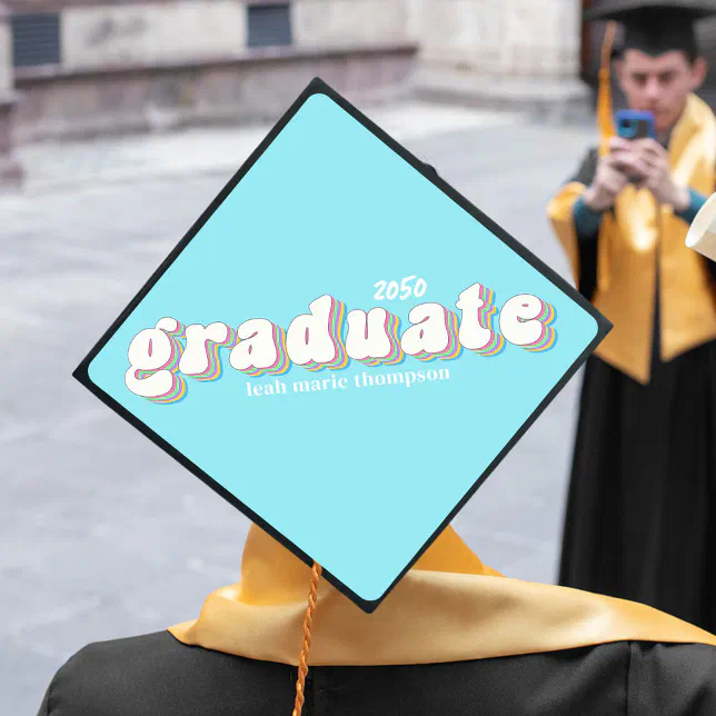 Graduate Typography Trendy Simple Modern Retro Graduation Cap Topper ...